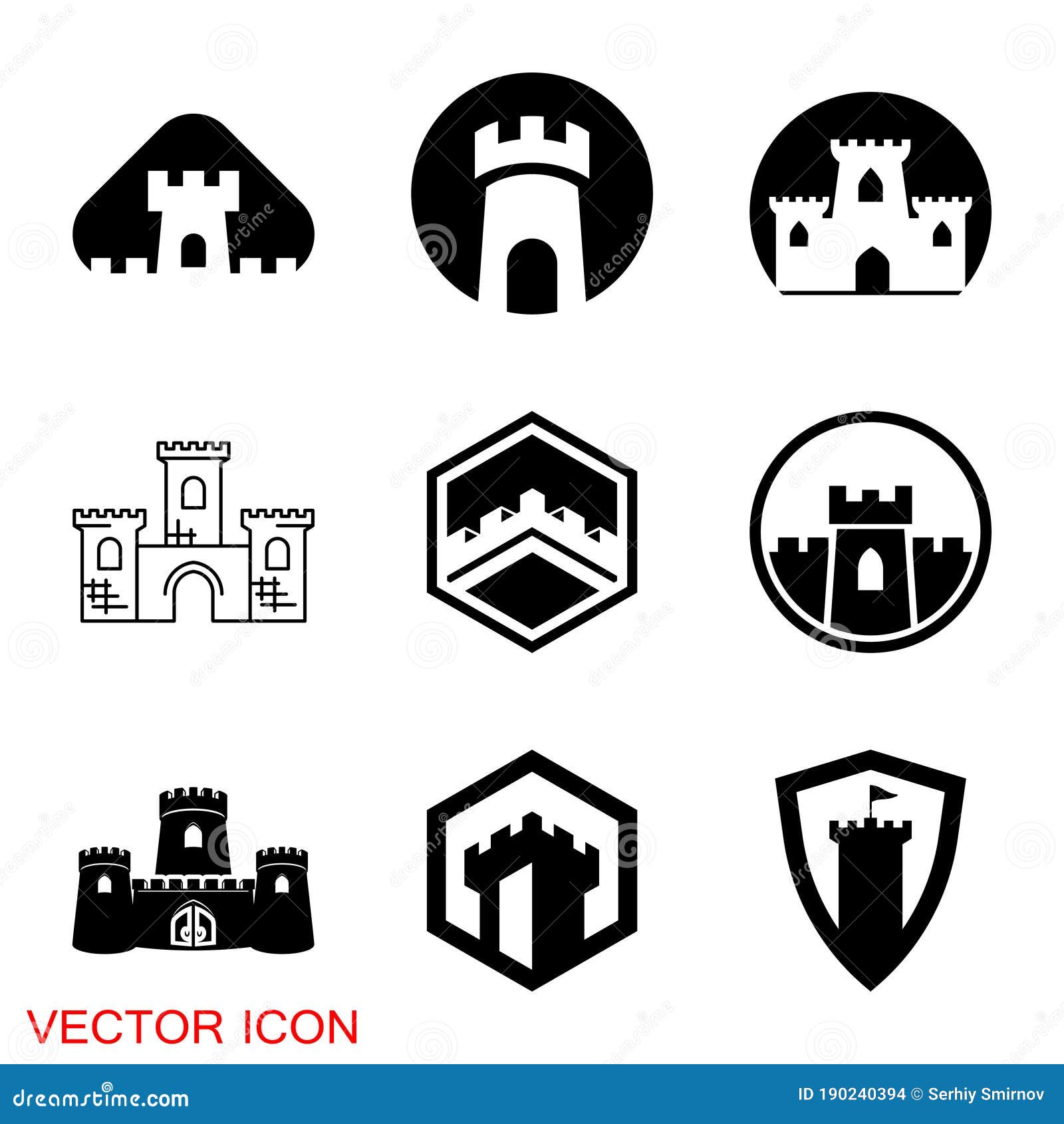 Castle Icon. Castle Tower Icon or Symbol. Vector Illustration Stock ...