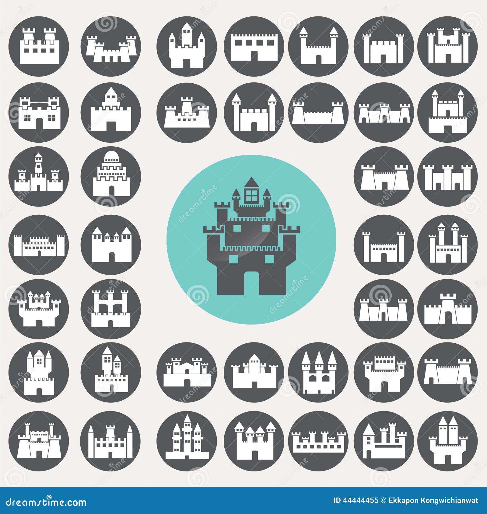 Castle icons set. stock illustration. Illustration of fantasy - 44444455