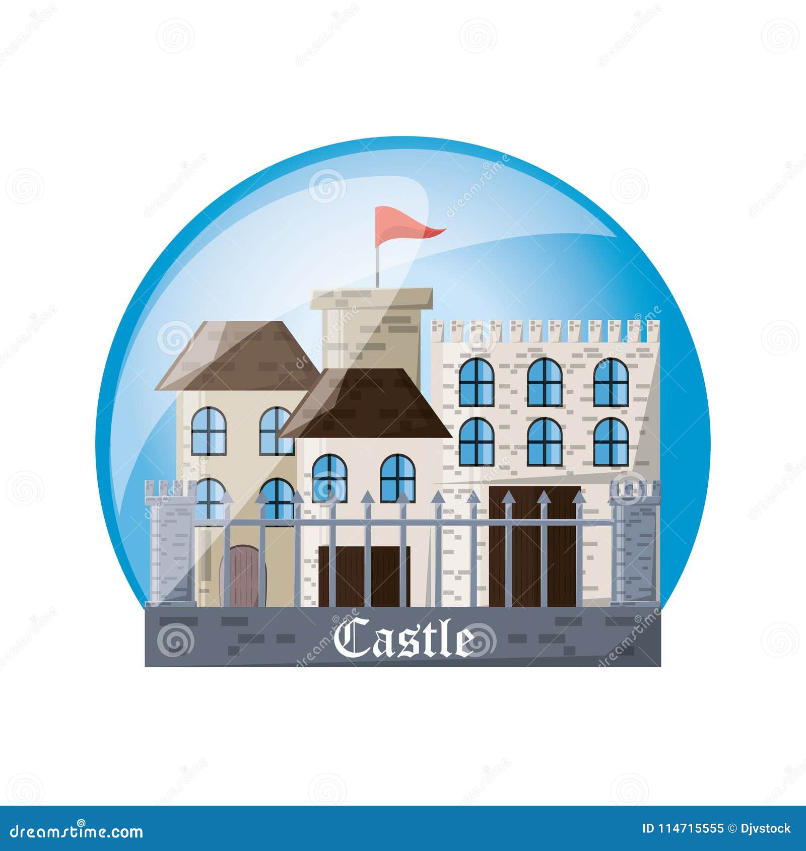 Castle Inside Sphere Design Stock Vector - Illustration of cute, fort ...