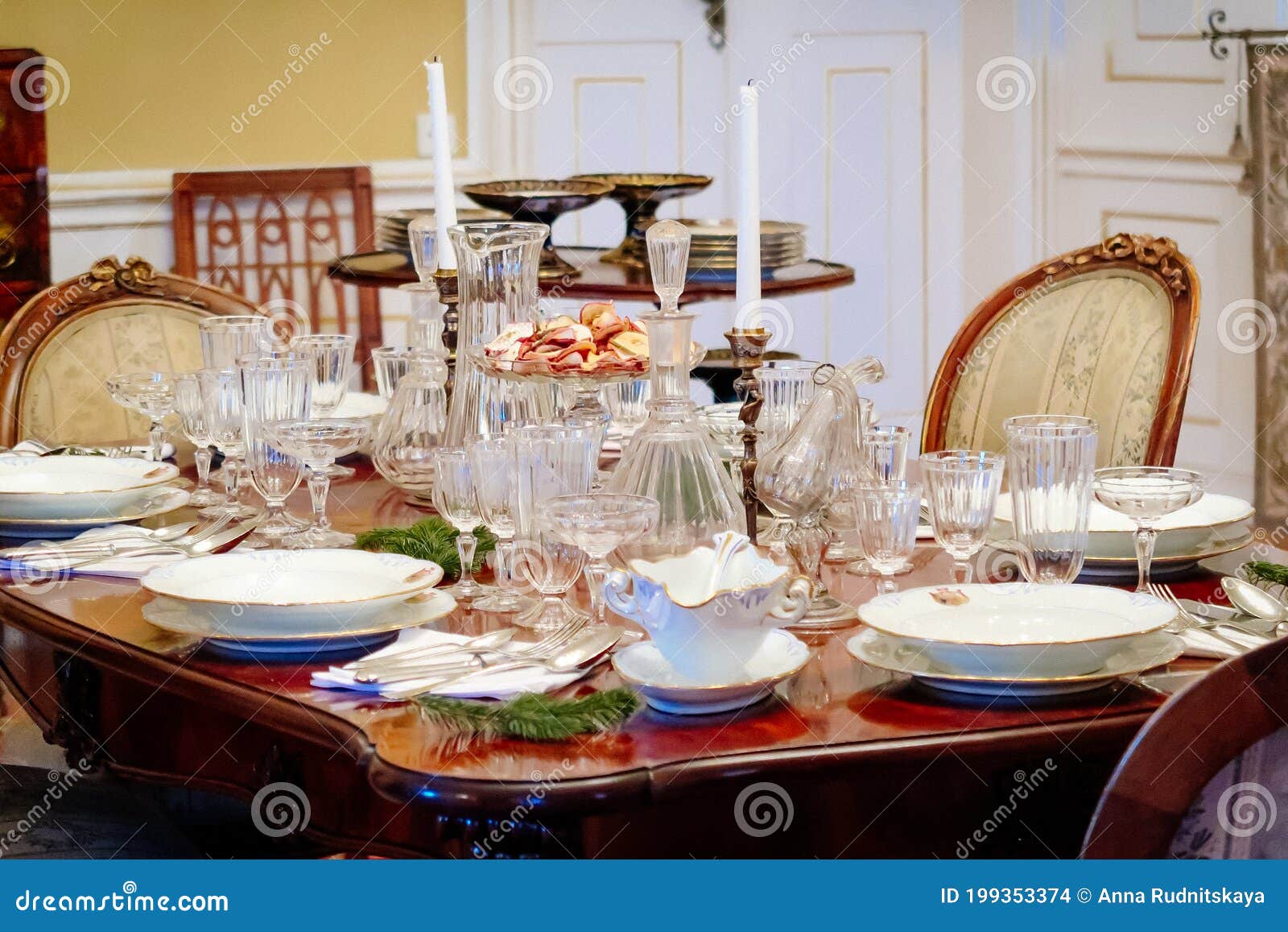 Castle Interior. the Table is Set for Dinner Editorial Stock Image ...