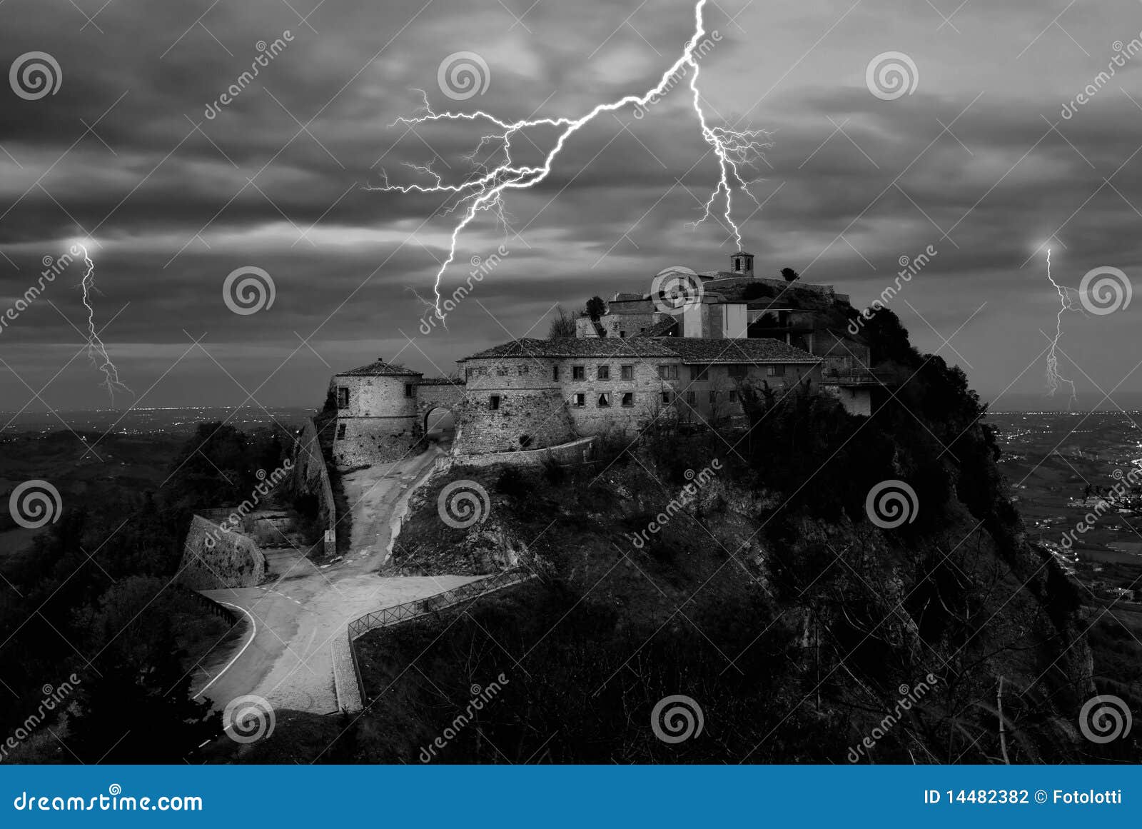 Castle Isolated in Hill during the Storm Stock Photo - Image of ...