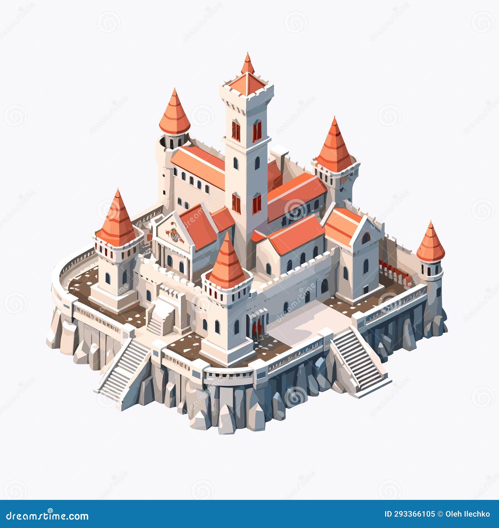 Castle Isometric Vector Flat Minimalistic Isolated Illustration Stock ...
