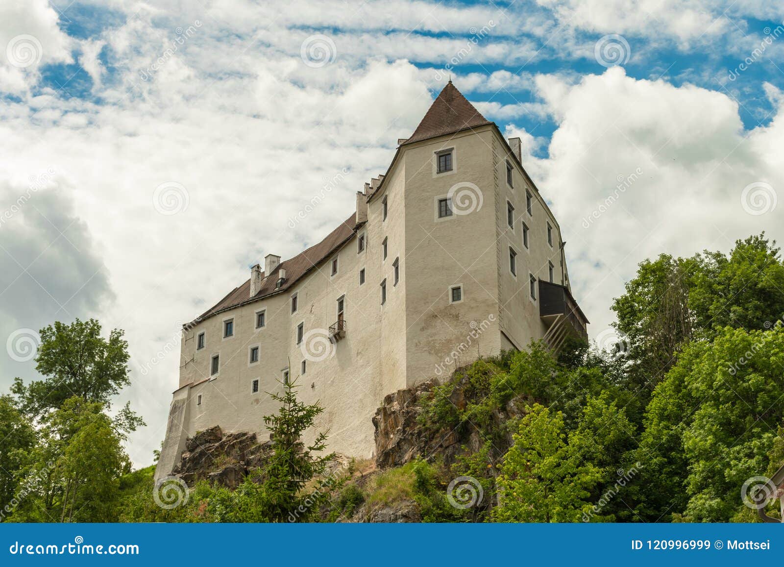 The Castle of Karlstein on a Steep Rock Stock Image - Image of ...