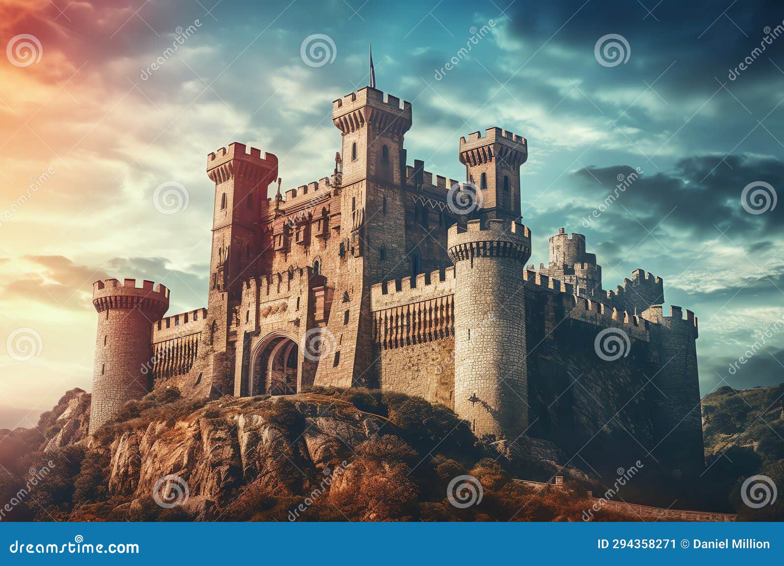 Castle Keep Medieval Fantasy Photo Stock Illustration - Illustration of ...