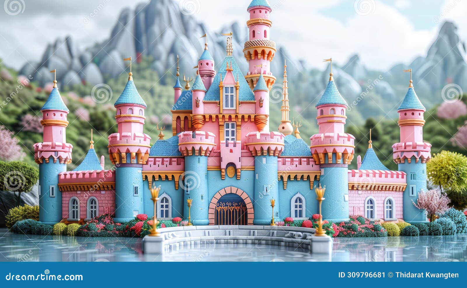 Castle Kingdom Concept Fantasy 3d Render Isolated White Background. AI ...