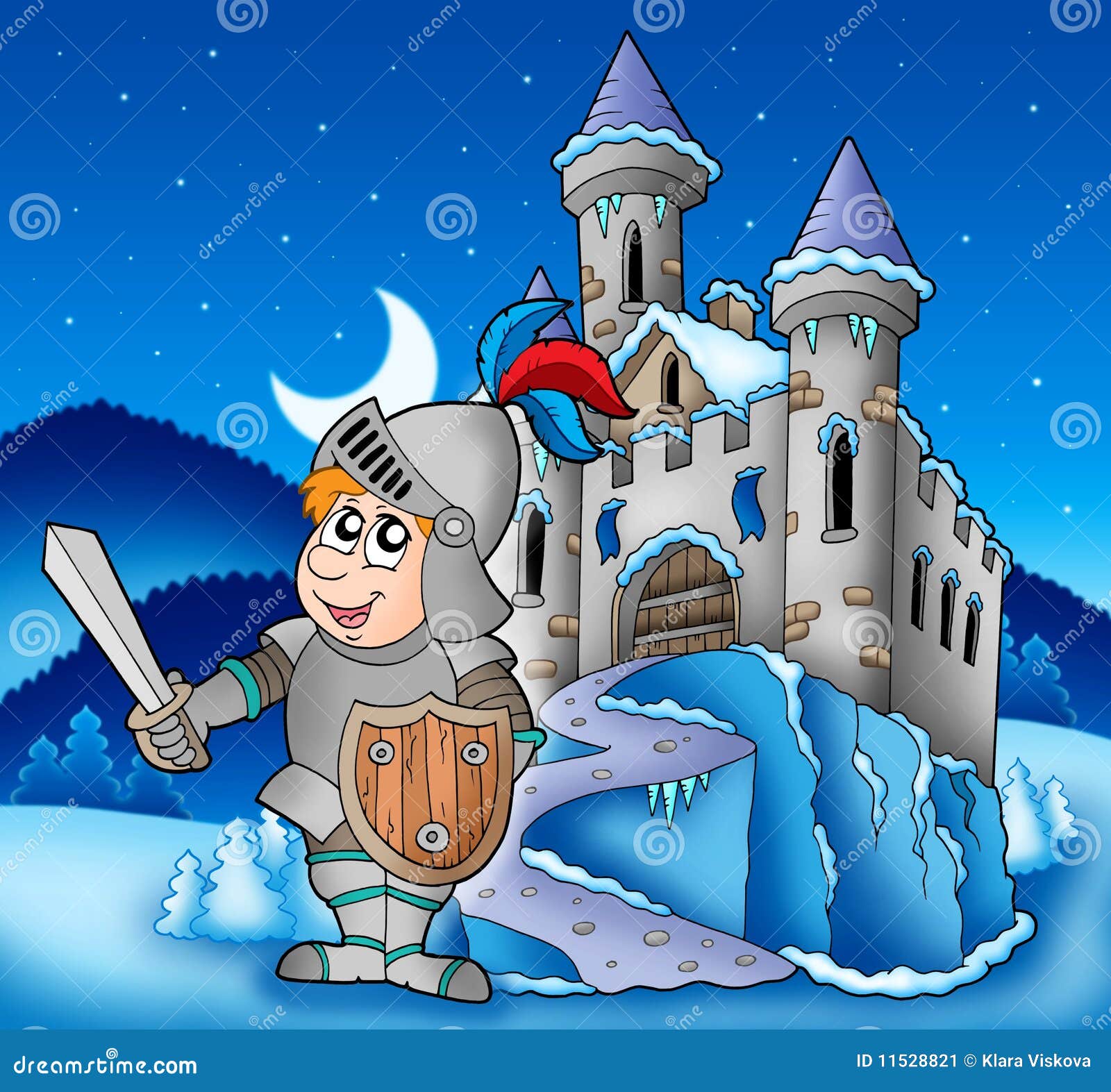 A Knight In Cold Dark Armor Stands Atop A Mountain Of Shadows. Fantasy ...