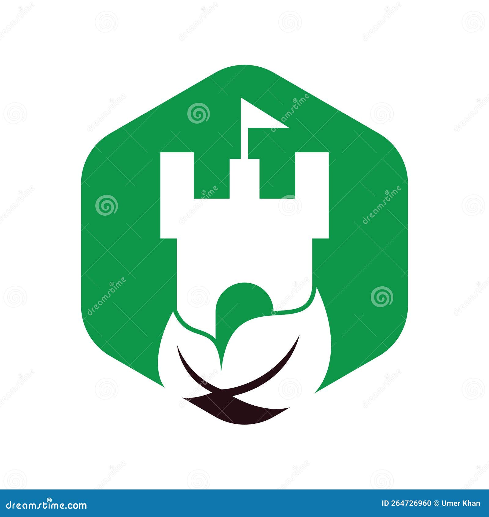 Castle with Leaf Icon Vector Logo. Stock Vector - Illustration of ...