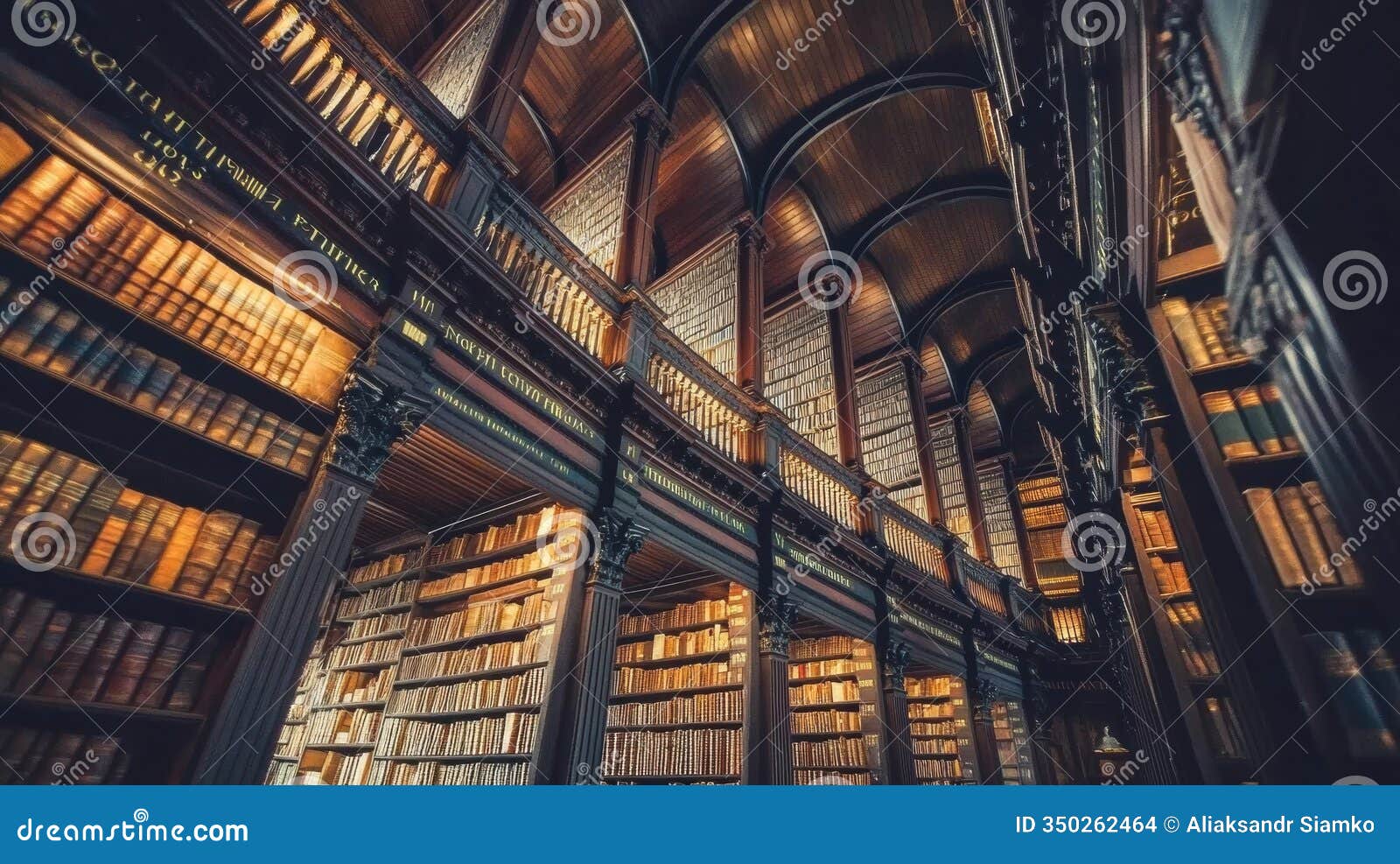Castle Library Filled With Towering Bookshelves And Ancient Tomes Stock Photography ...
