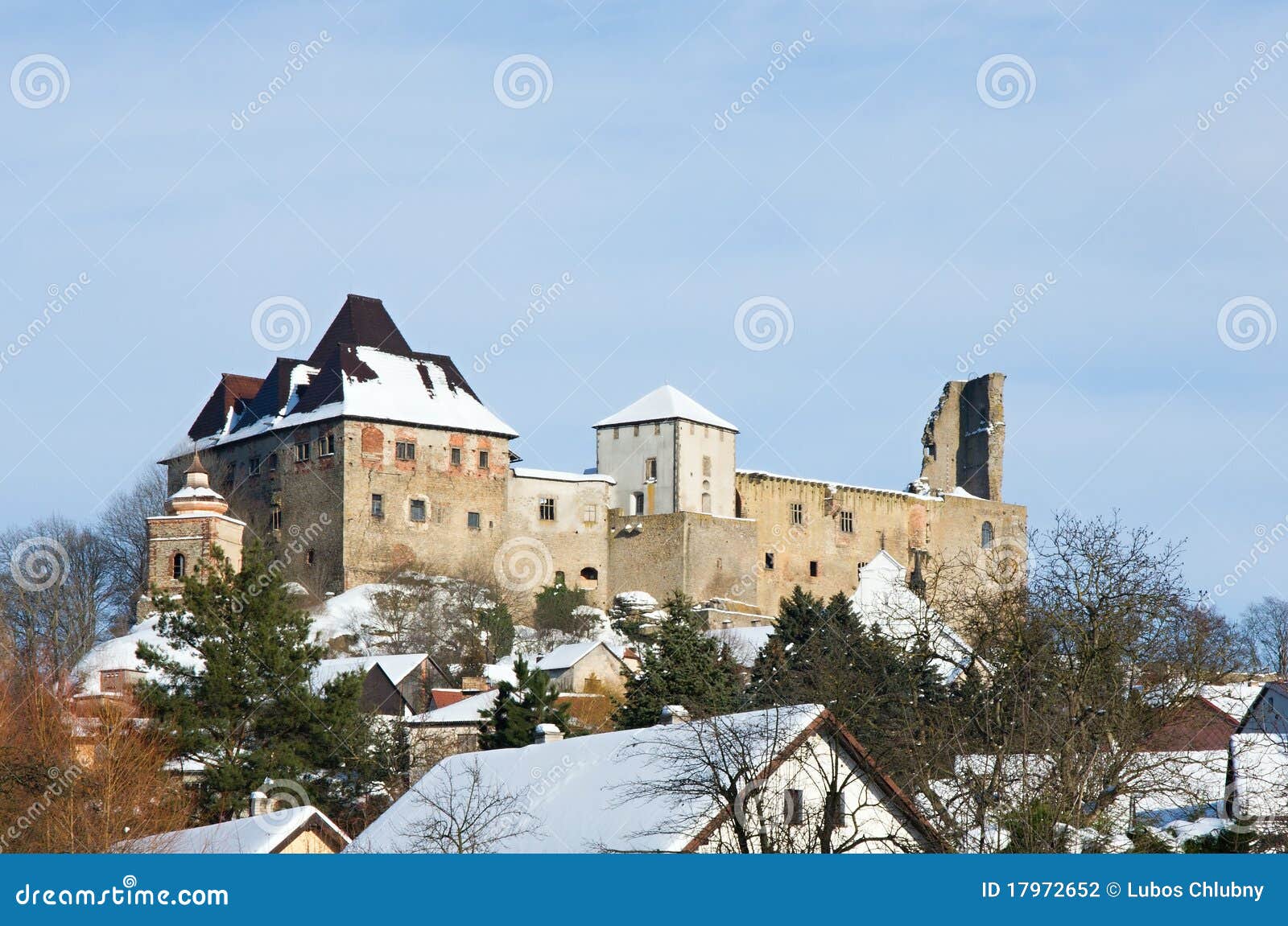 Castle Lipnice stock photo. Image of snow, forest, fortress - 17972652