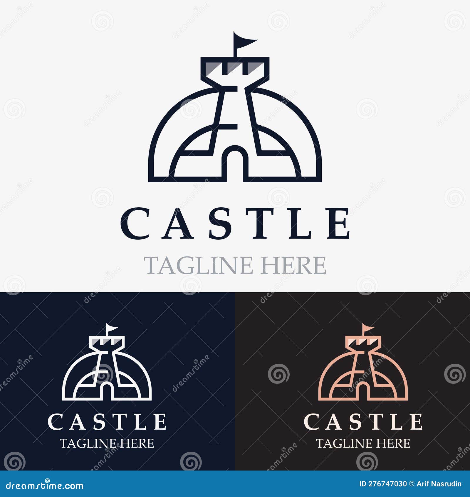 Castle Logo Graphic Template Design, Ancient Castle Vintage Vector ...