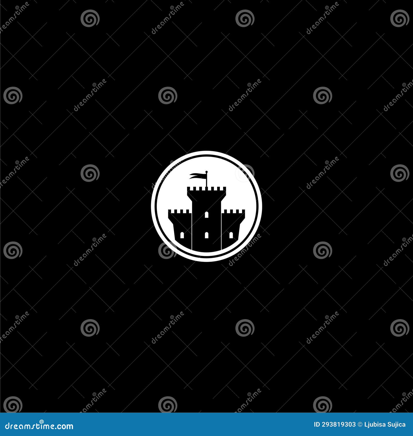 Castle Logo Icon Isolated on Dark Background Stock Vector ...