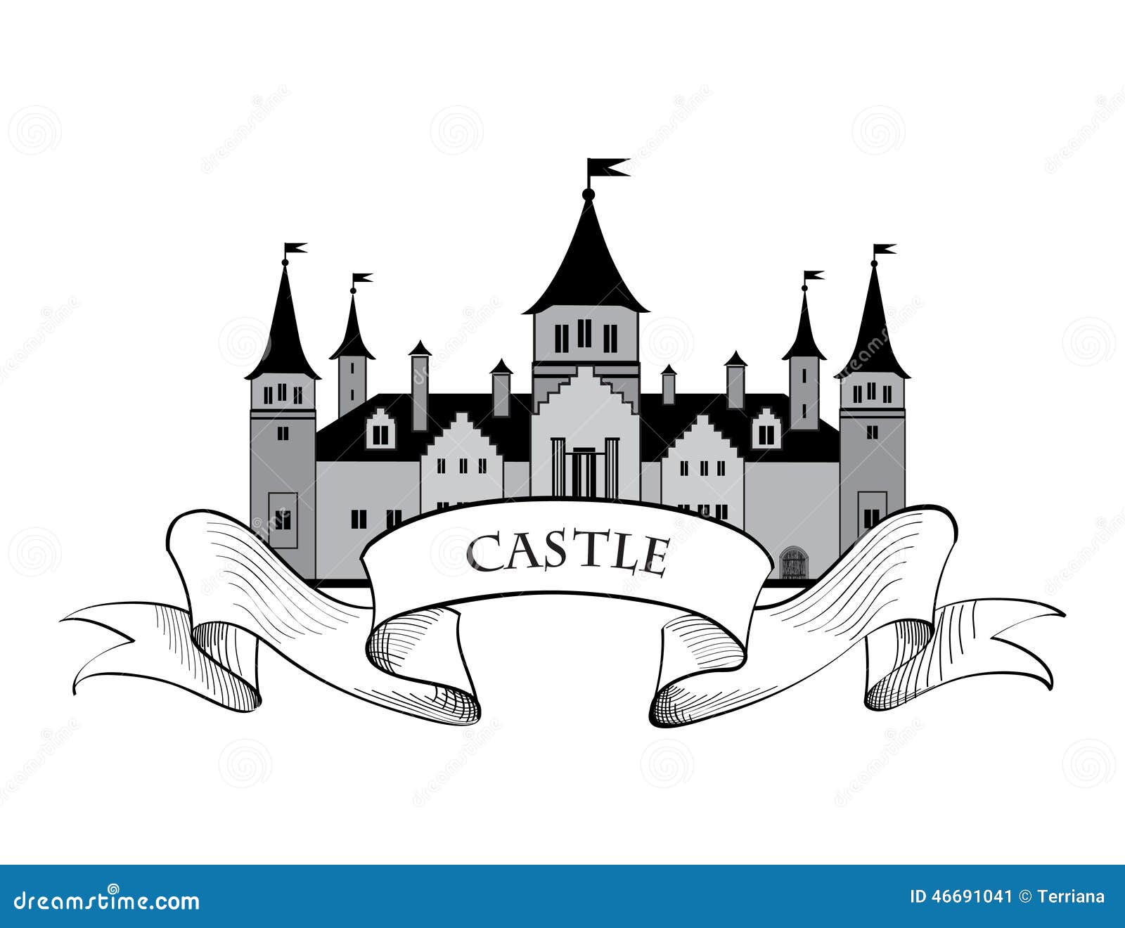 Castle Logo. Retro Building Emblem. Architectural Label. Stock ...