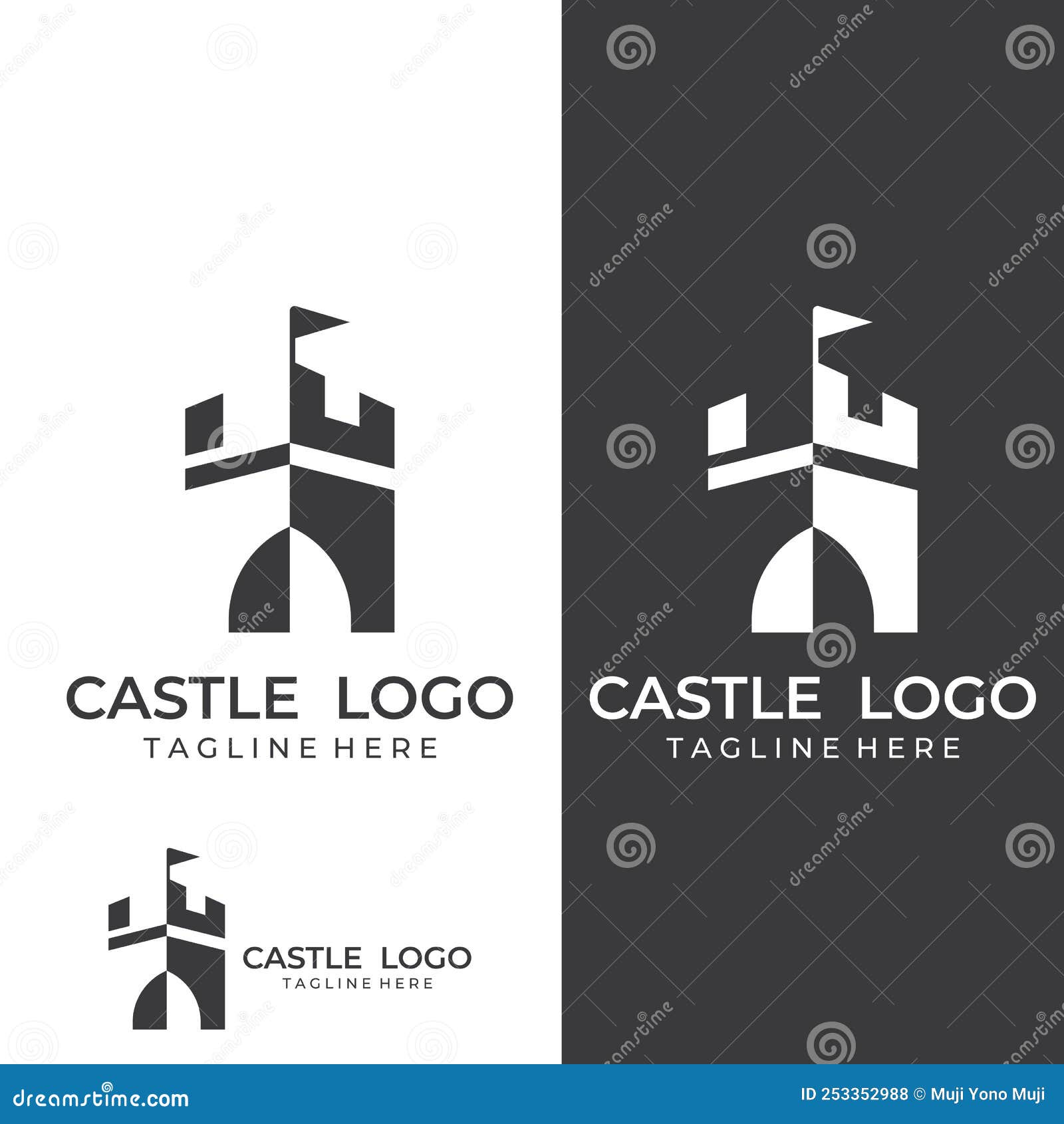 Castle Logo Silhouette, Castle Logo with Shield Combination Design ...