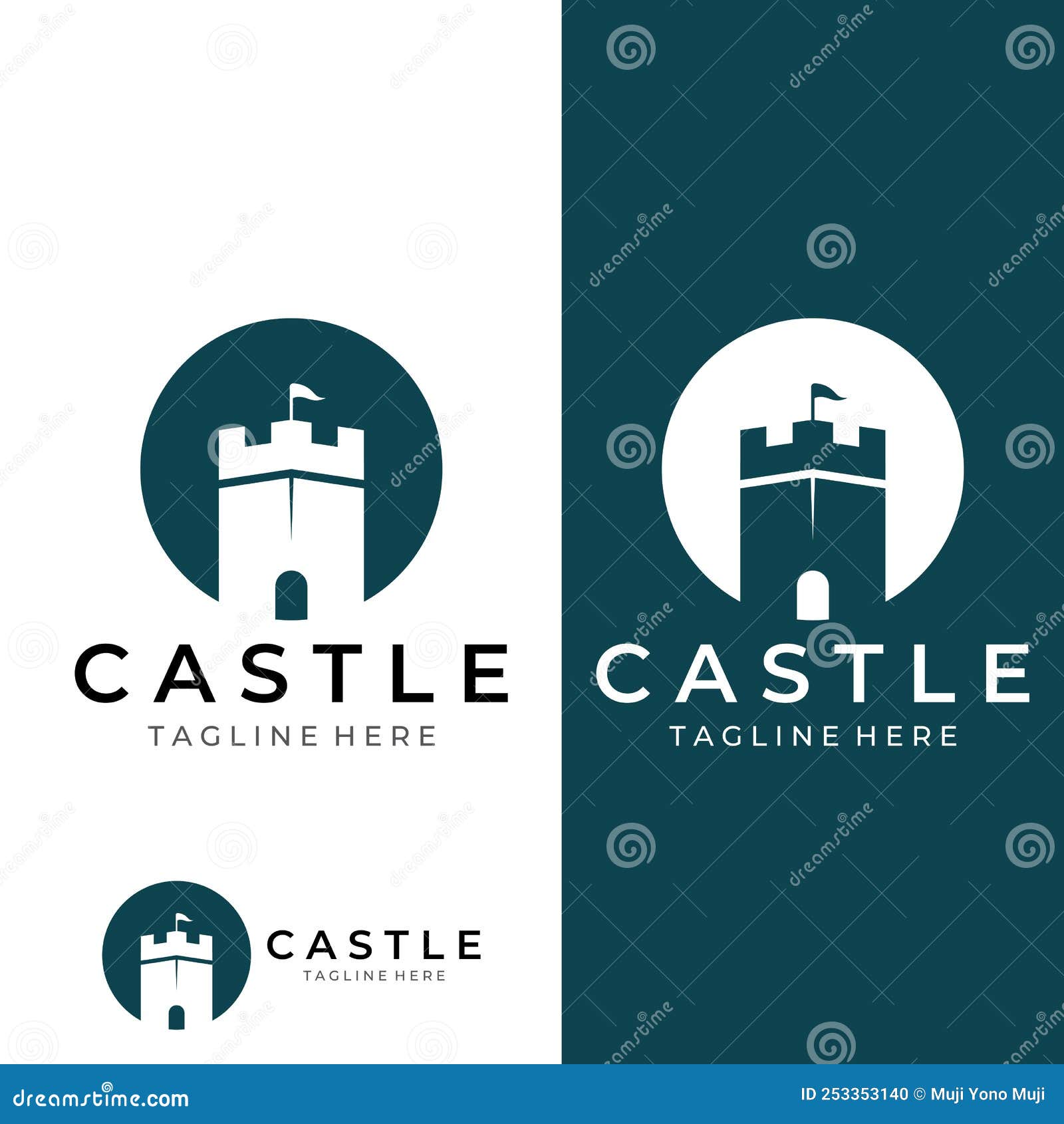 Castle Logo Silhouette, Castle Logo with Shield Combination Design ...
