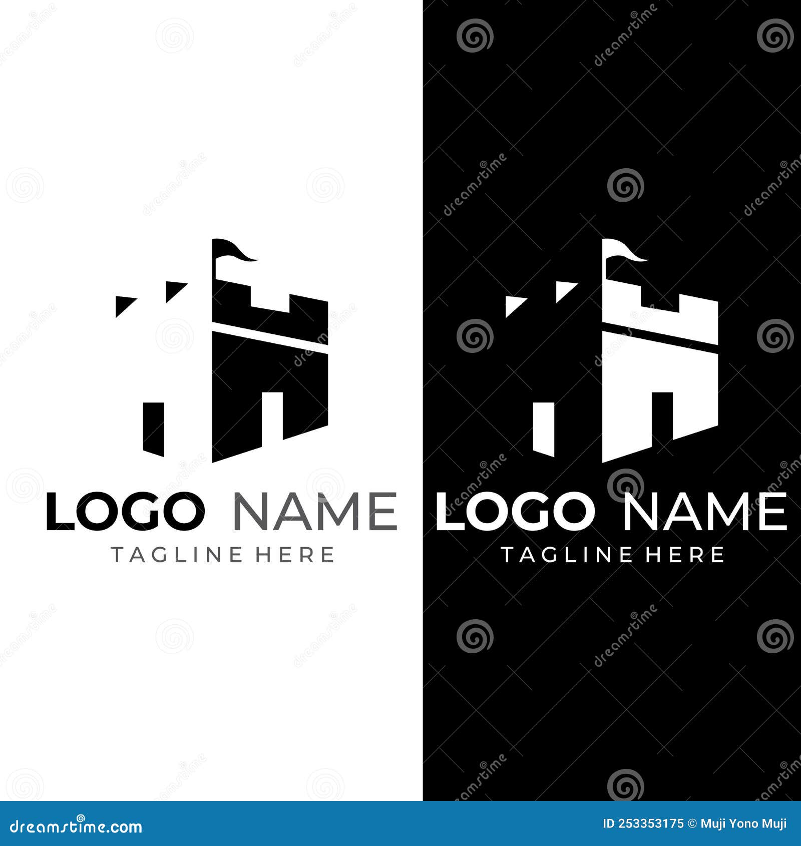 Castle Logo Silhouette, Castle Logo with Shield Combination Design ...