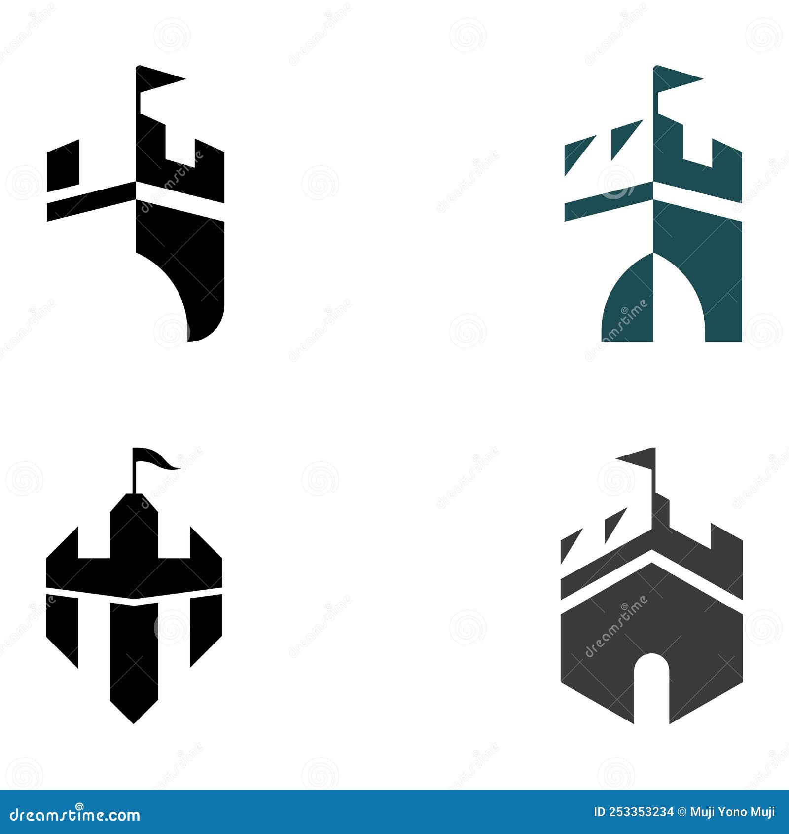 Castle Logo Silhouette, Castle Logo with Shield Combination Design ...