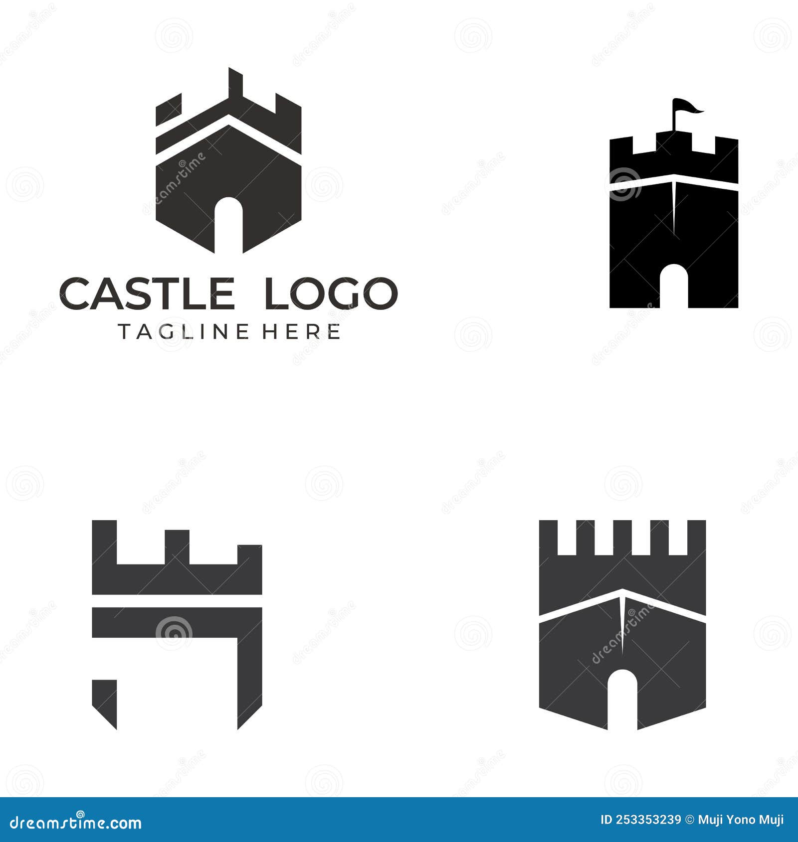 Castle Logo Silhouette, Castle Logo with Shield Combination Design ...