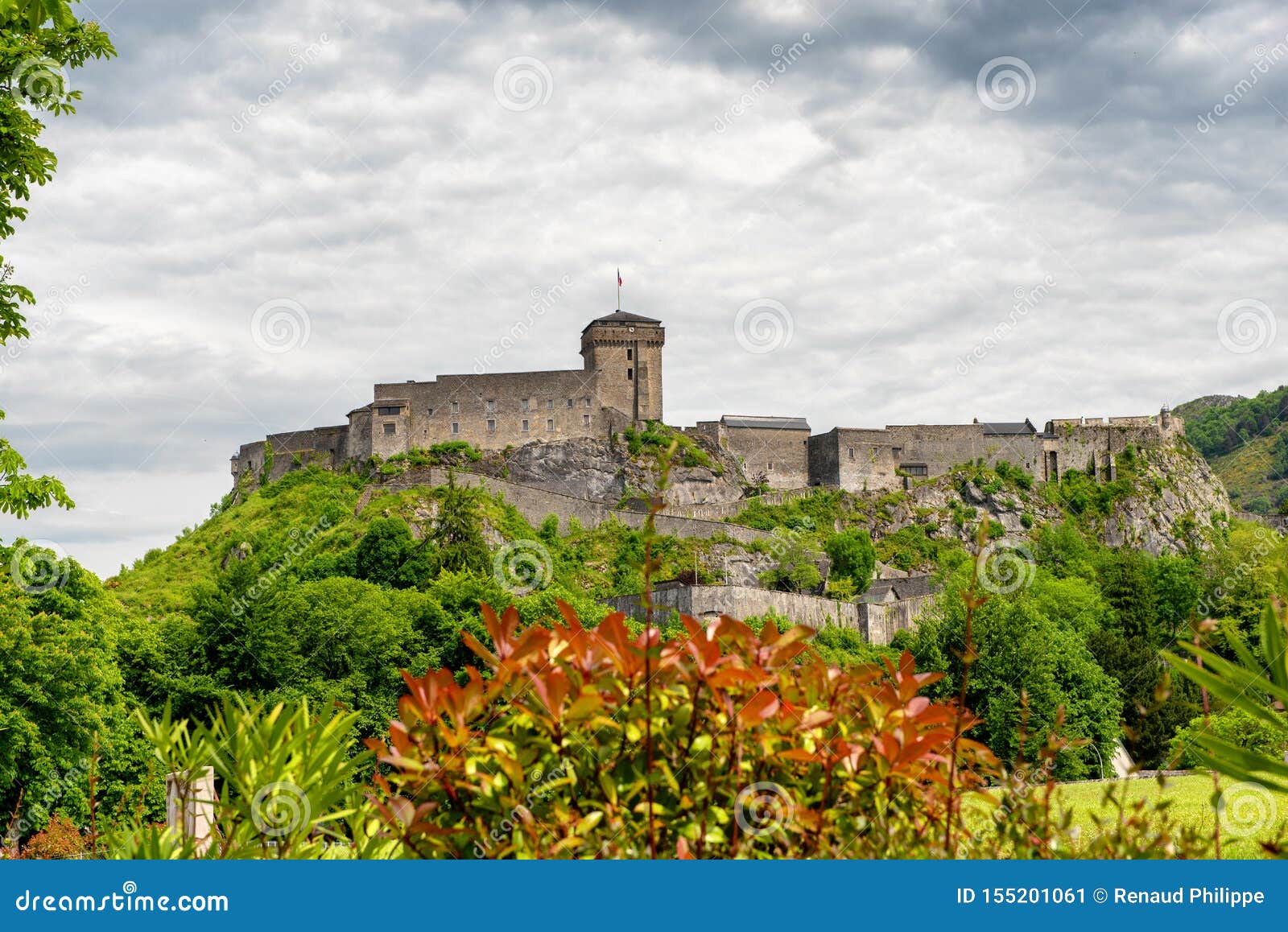 Castle of Lourdes in the Pyrenees Stock Image - Image of medieval ...