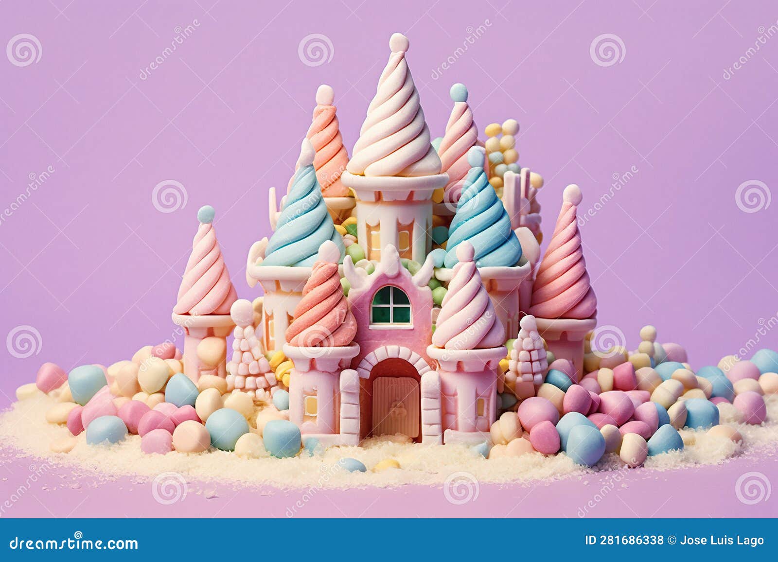 Castle Made with Marshmallows, of Different Colors Stock Illustration ...
