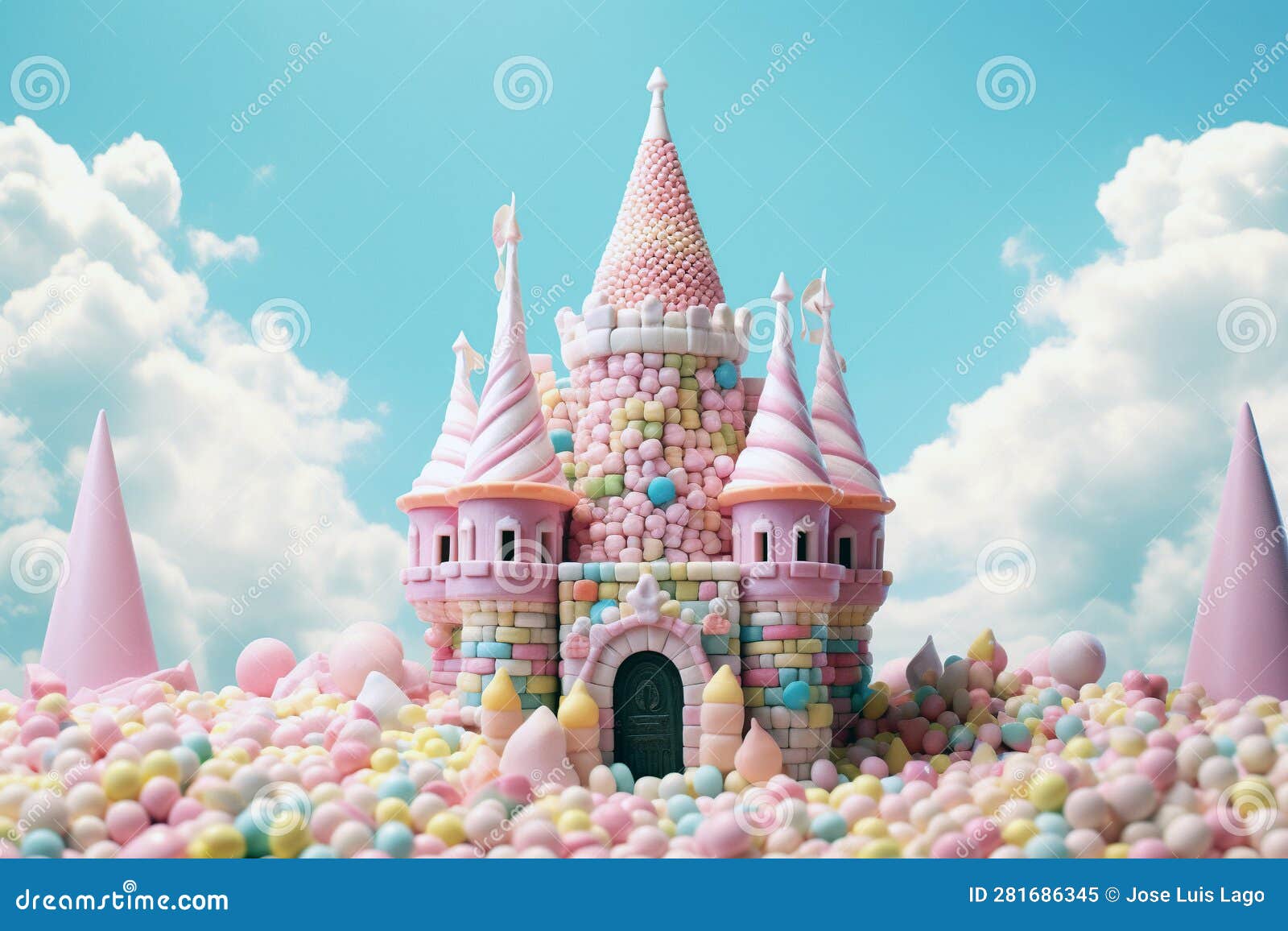 Castle Made with Marshmallows, of Different Colors Stock Illustration ...