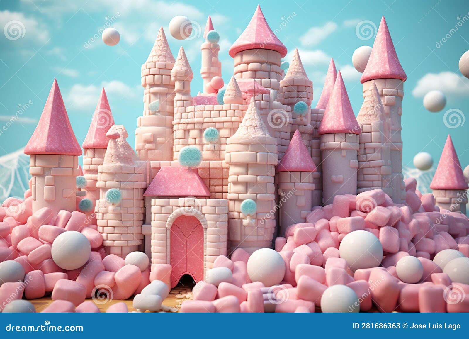 Castle Made with Marshmallows, of Different Colors Stock Illustration ...