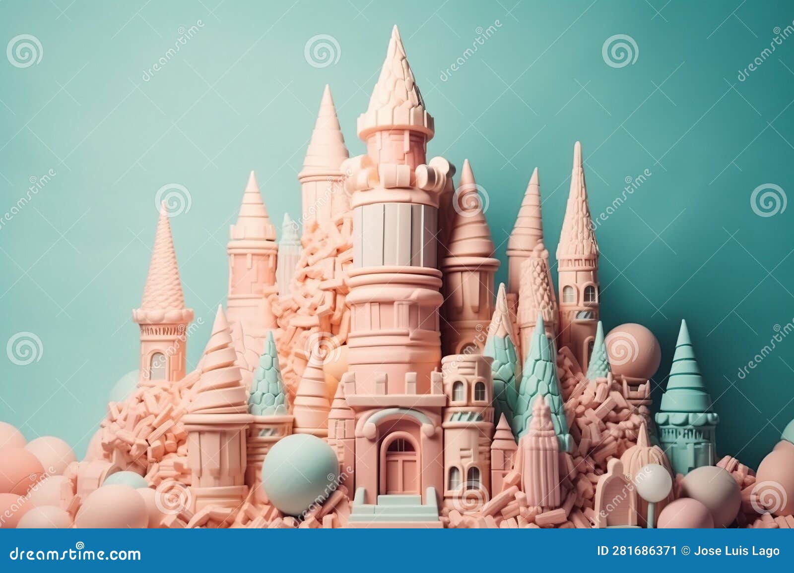 Castle Made with Marshmallows, of Different Colors Stock Illustration ...