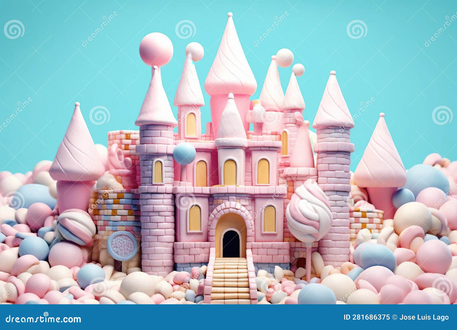 Castle Made with Marshmallows, of Different Colors Stock Illustration ...