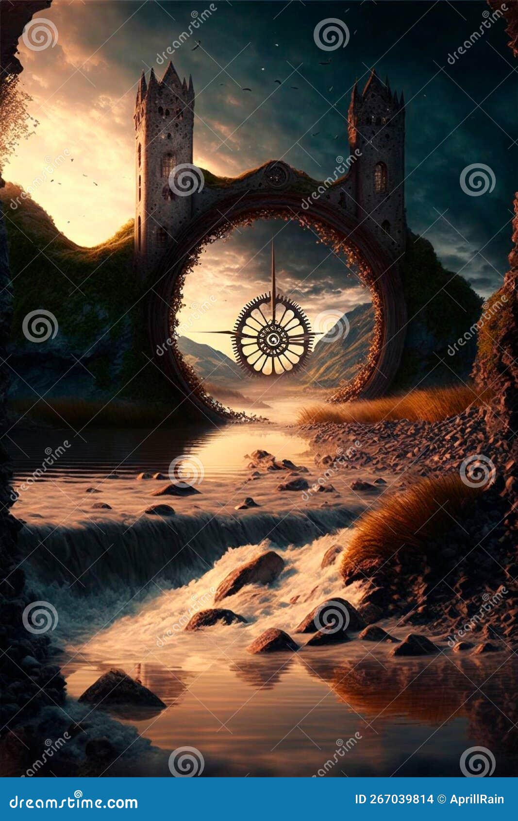 Castle on the Magic River, the Water Flows through a Round Arch Stock ...