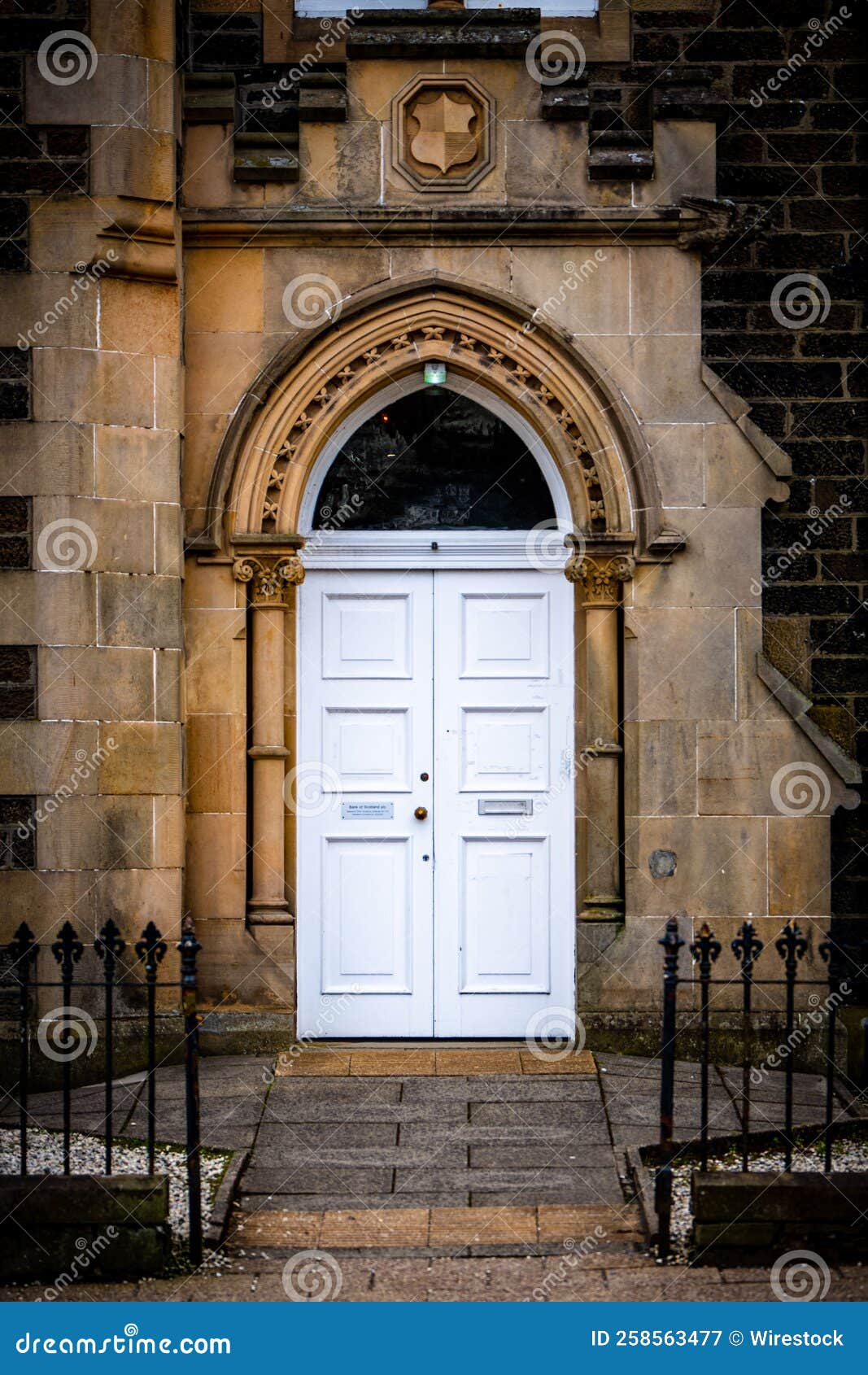 Castle Manor Front Door with Stone and Brick Stock Image - Image of ...