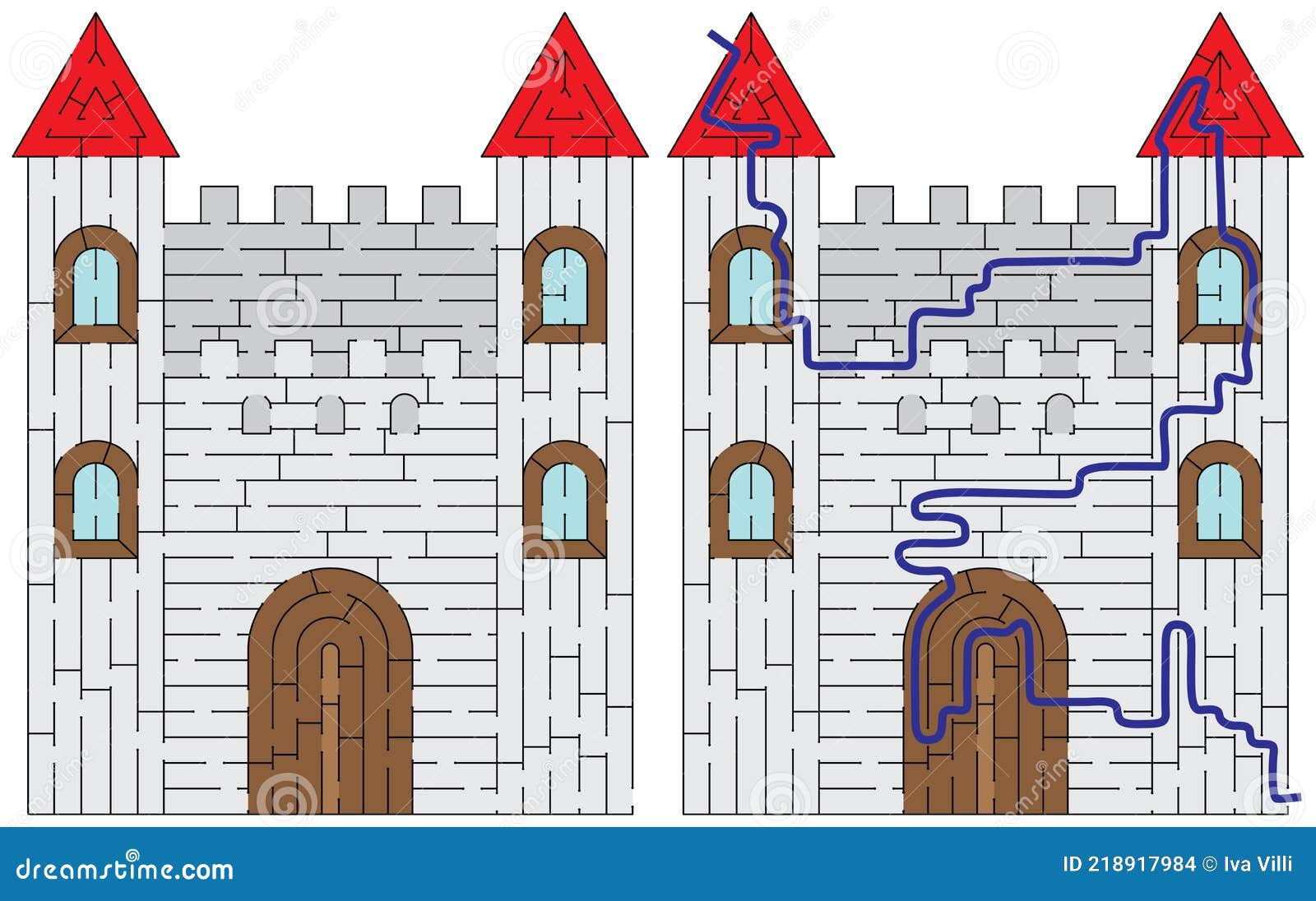 Castle maze stock vector. Illustration of drawing, education - 218917984