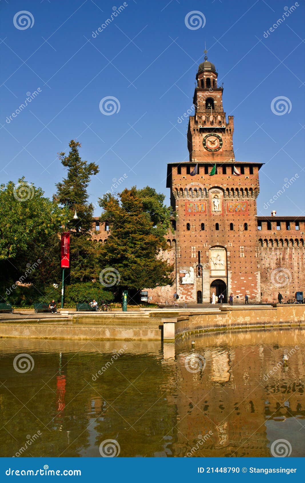 Castle in Milan stock photo. Image of sforza, reflections - 21448790