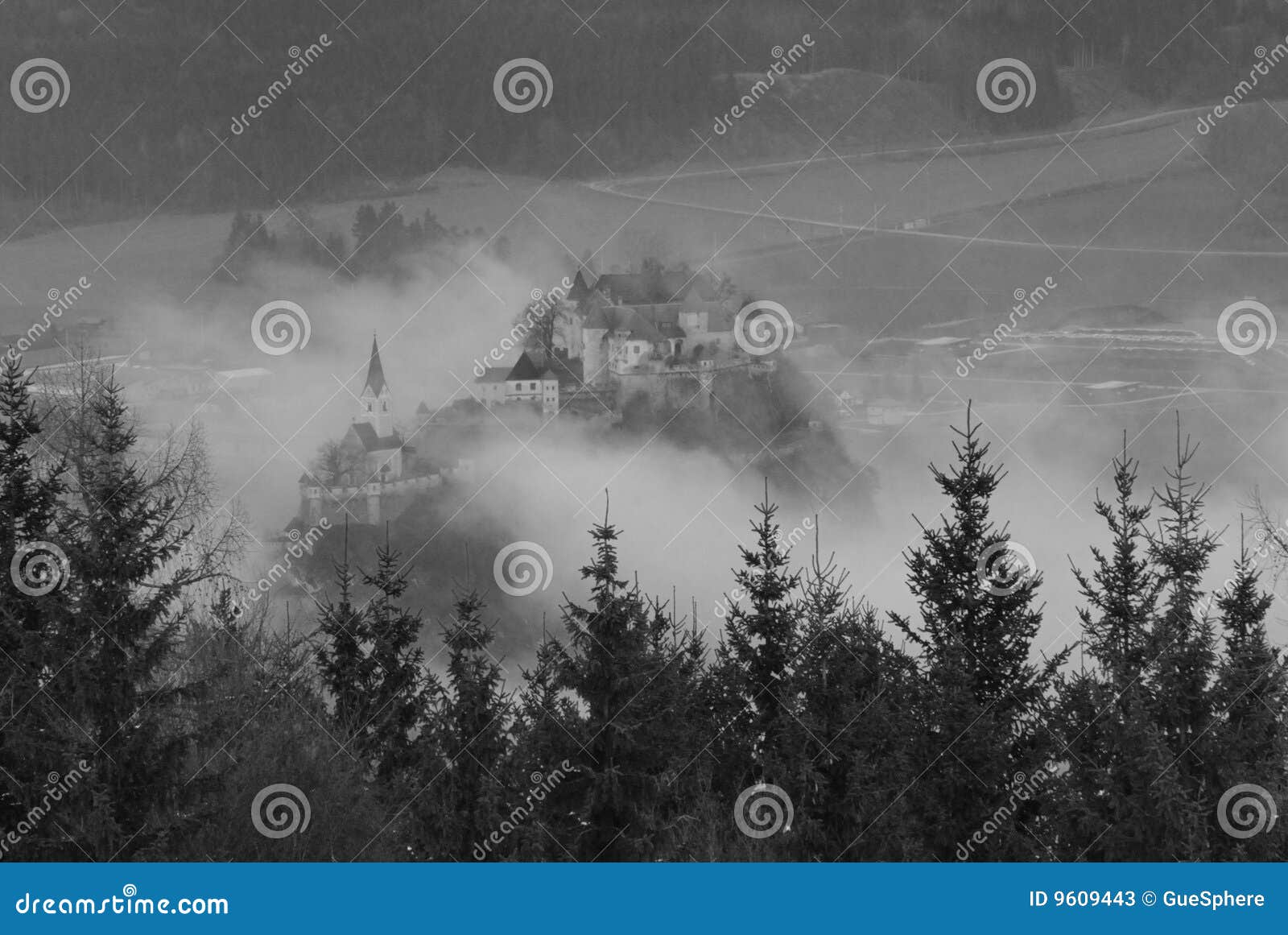 Castle in the Mist stock image. Image of atmosphere, famous - 9609443
