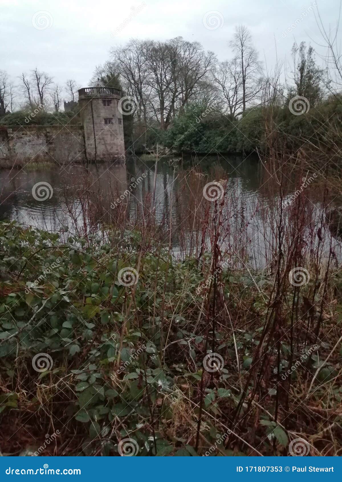 Castle with a moat stock image. Image of moat, secret - 171807353