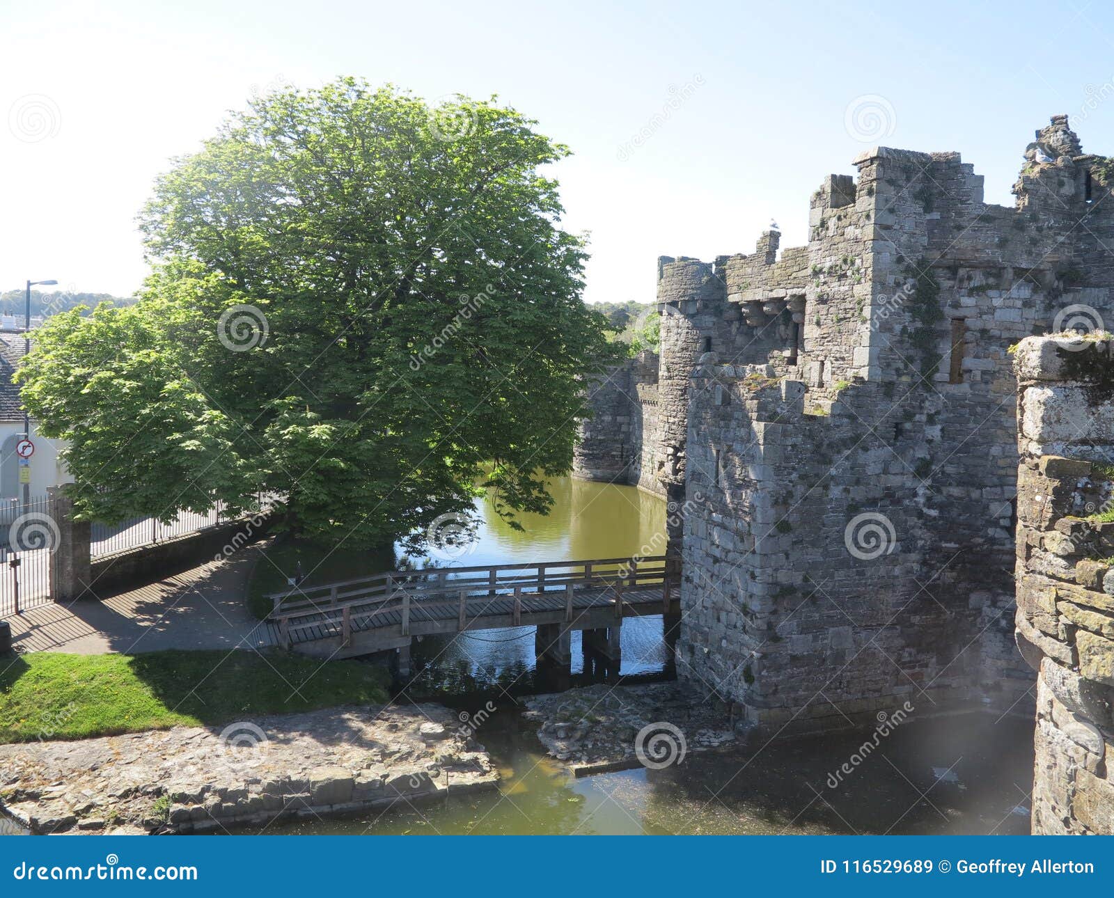 Castle and moat stock image. Image of wales, travel - 116529689