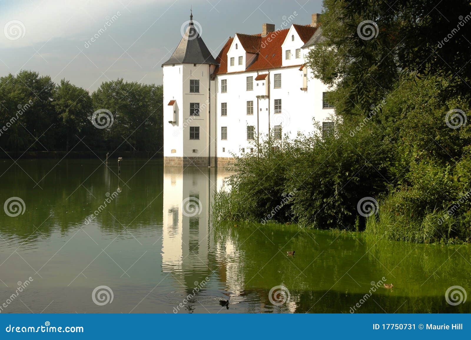 Castle with Moat, Glucksburg, Germany Stock Image - Image of middle ...