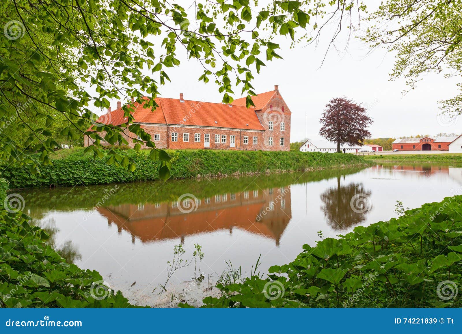 Castle Moat stock image. Image of denmark, leafy, landmark - 74221839