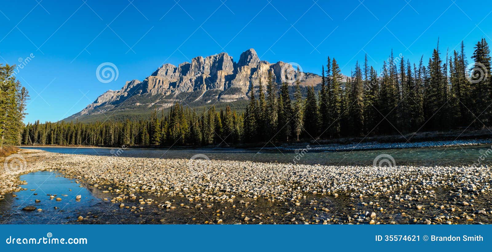 Castle Mountain stock image. Image of pond, alberta, reflection - 35574621