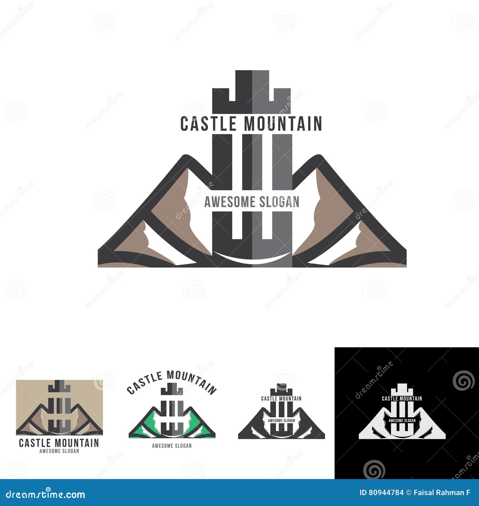 Castle Mountain Logo Template Badge for Classic Adventure Stock Vector ...
