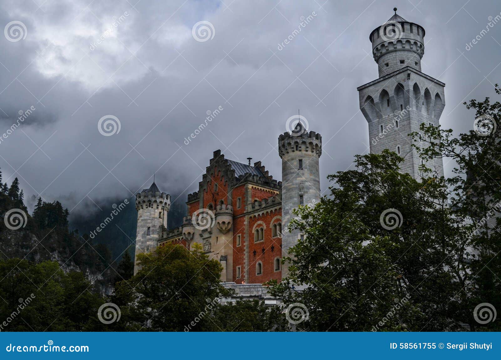 Castle on the Mountain (Neuschwanstein) Stock Image - Image of castle ...