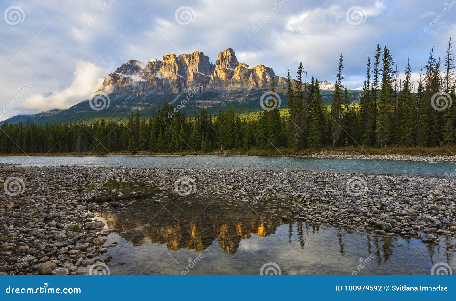 Castle Mountain, Alberta, Canada Stock Photo - Image of reflection ...