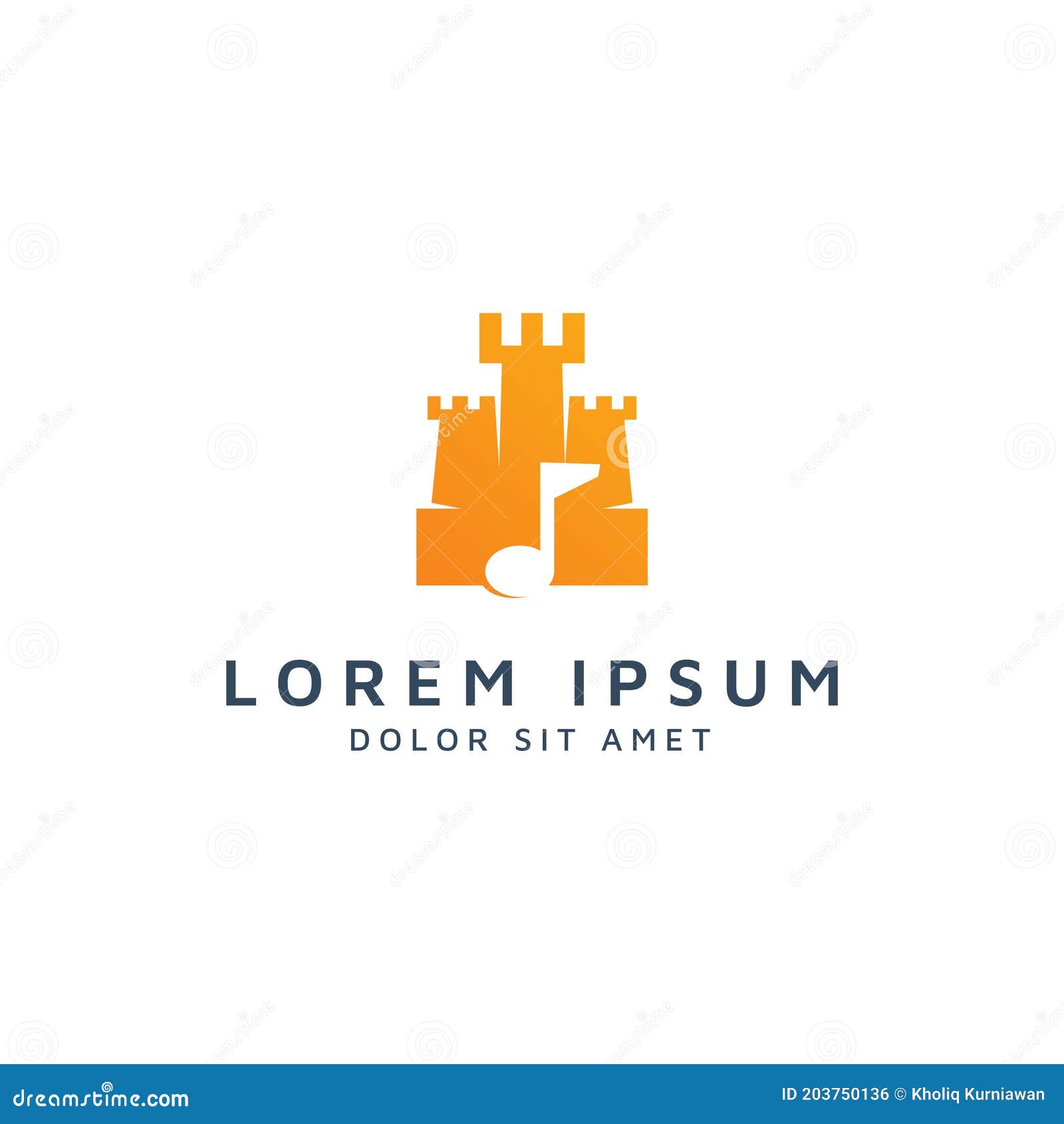 Castle and Music Negative Space Logo Design Stock Vector - Illustration ...