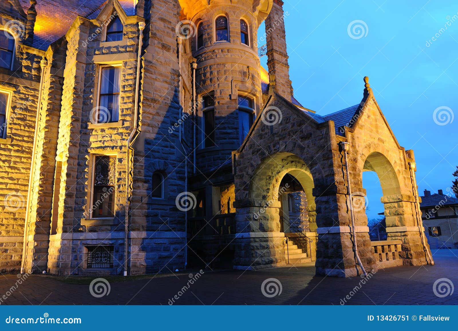 Castle Night Scene in Victoria Stock Image - Image of outdoor, night ...