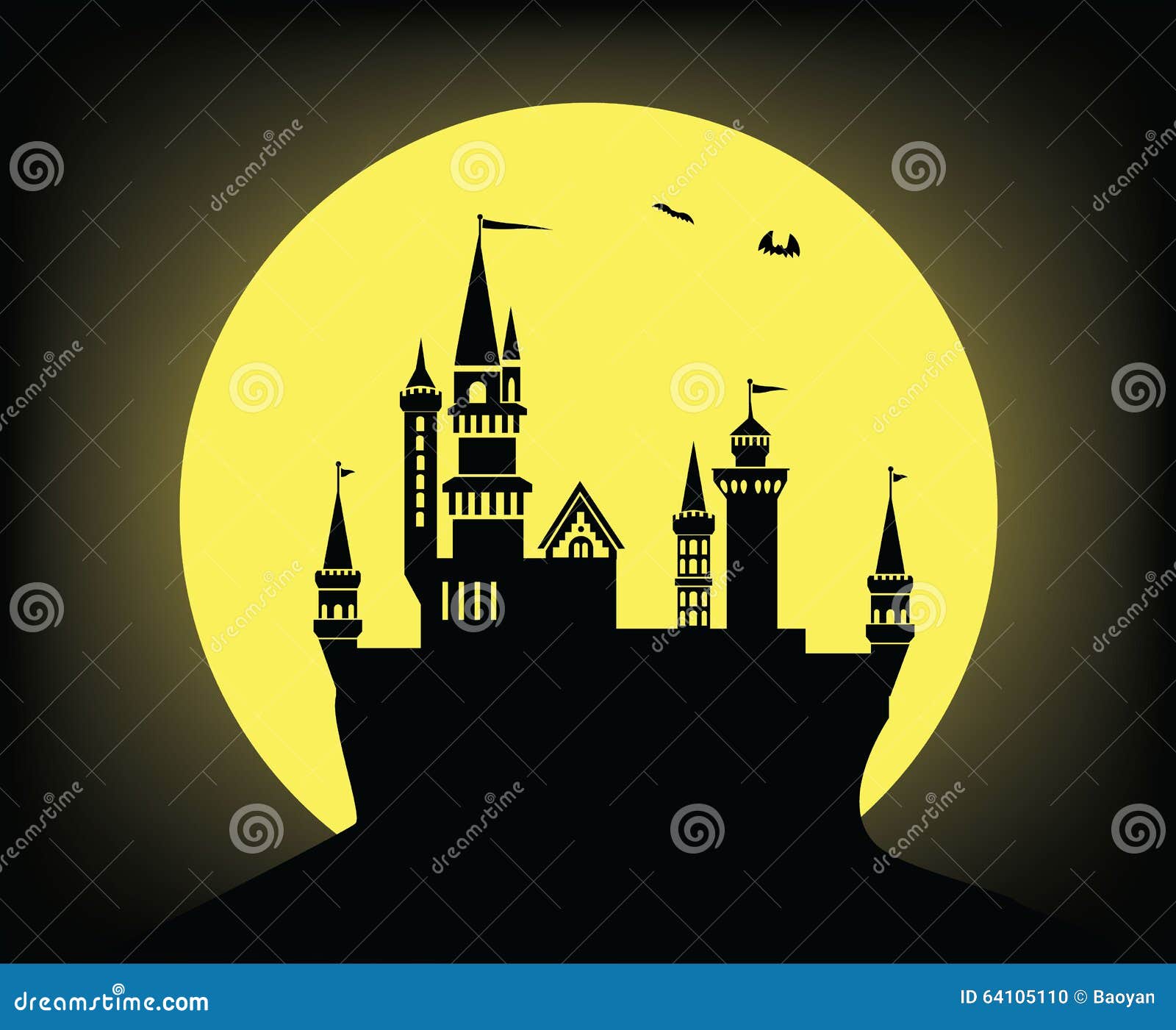 Castle in the night stock vector. Illustration of fantasy - 64105110