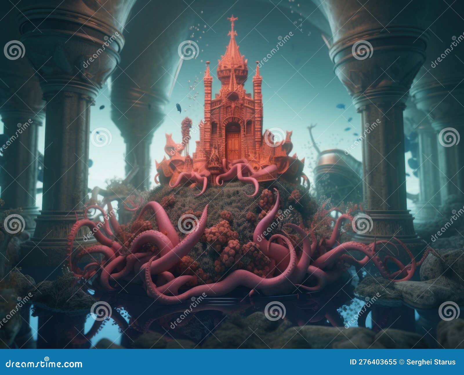 A Castle with Octopus Tentacles in Front of it. AI Generative Image ...