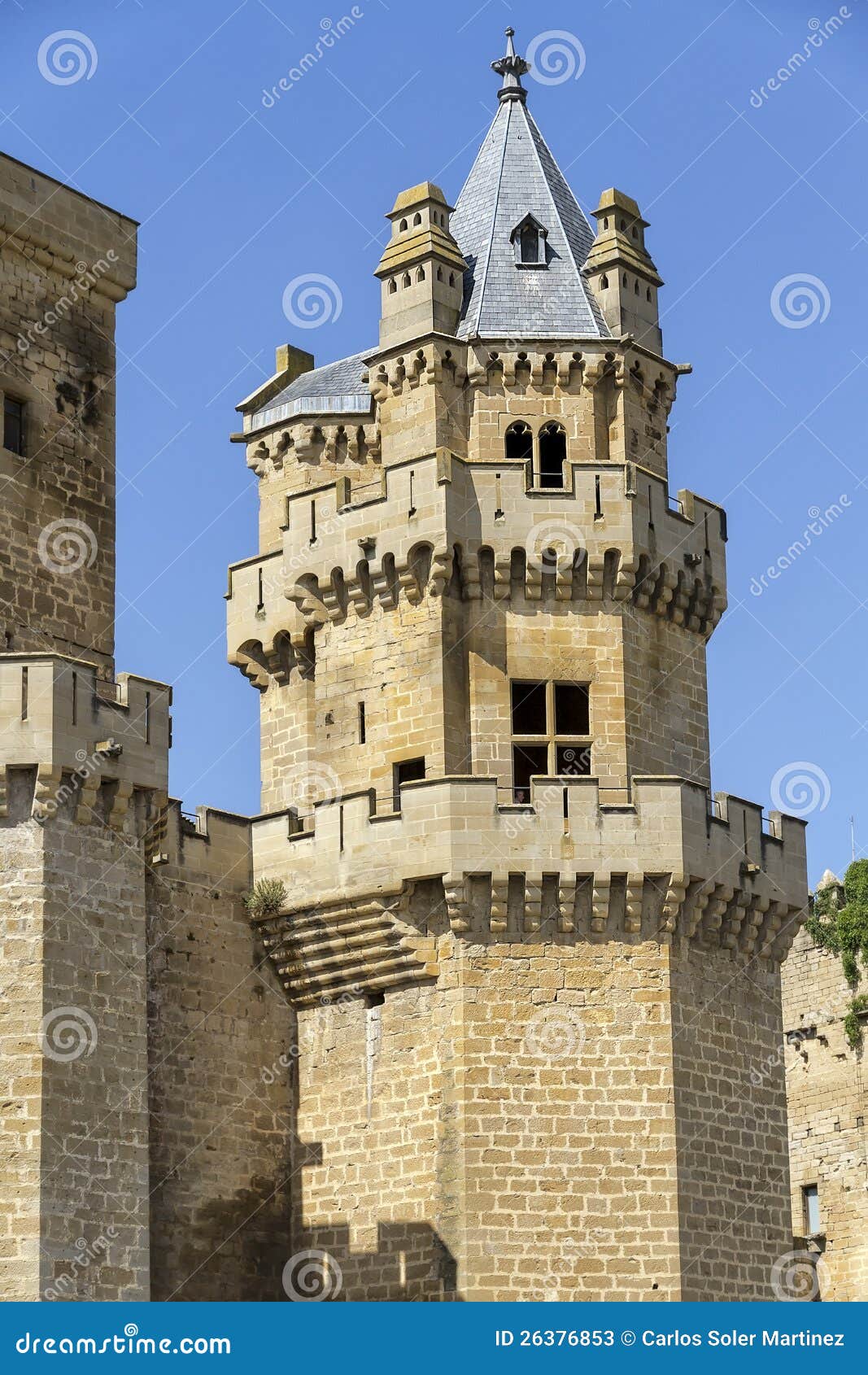 Castle of Olite, Navarra, Spain Stock Image - Image of defensive ...
