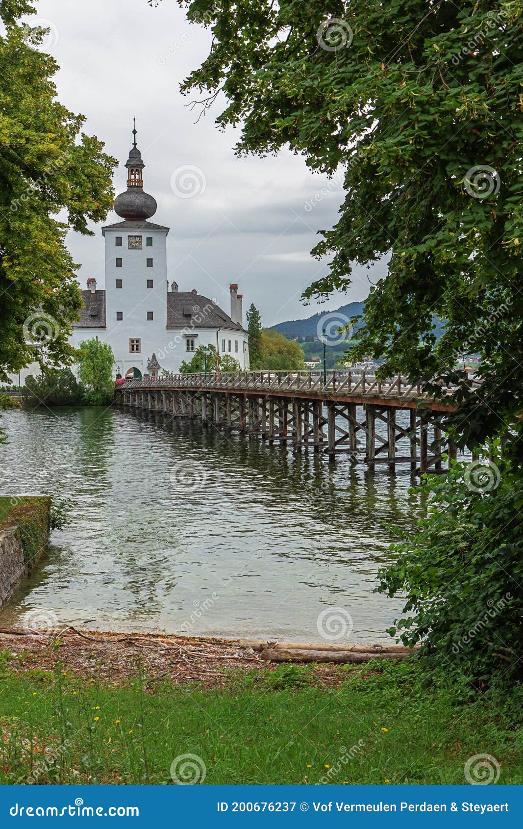 The Castle of Orth and the Access Bridge Stock Image - Image of bridge ...