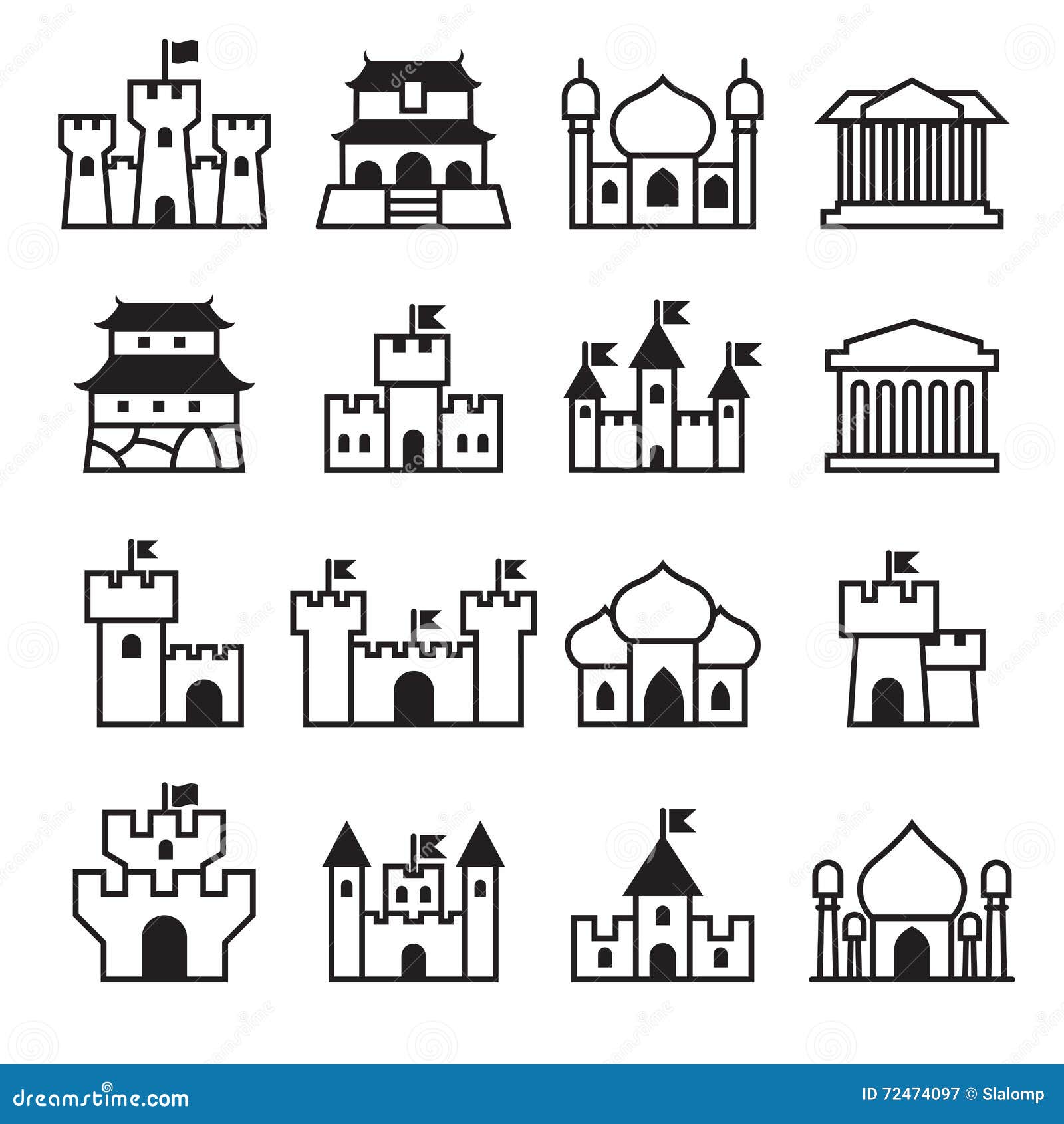 Castle & Palace Icon Set 2 Stock Illustration - Illustration of icon ...