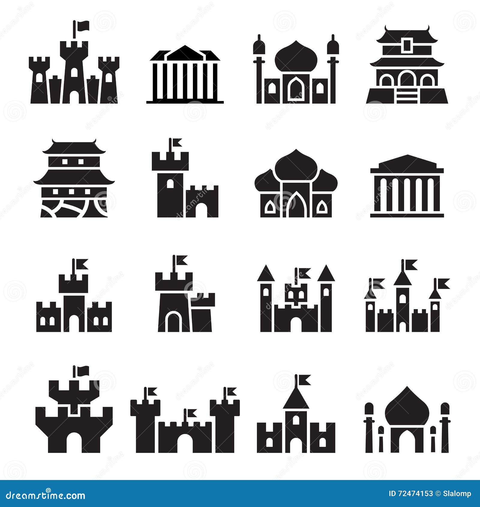 Castle & palace icons stock illustration. Illustration of king - 72474153
