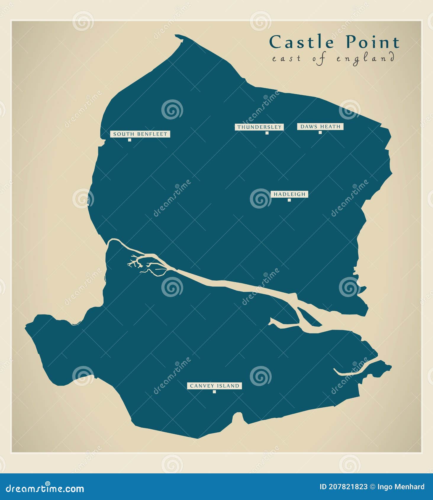 Castle Point District Map - England UK Stock Vector - Illustration of ...