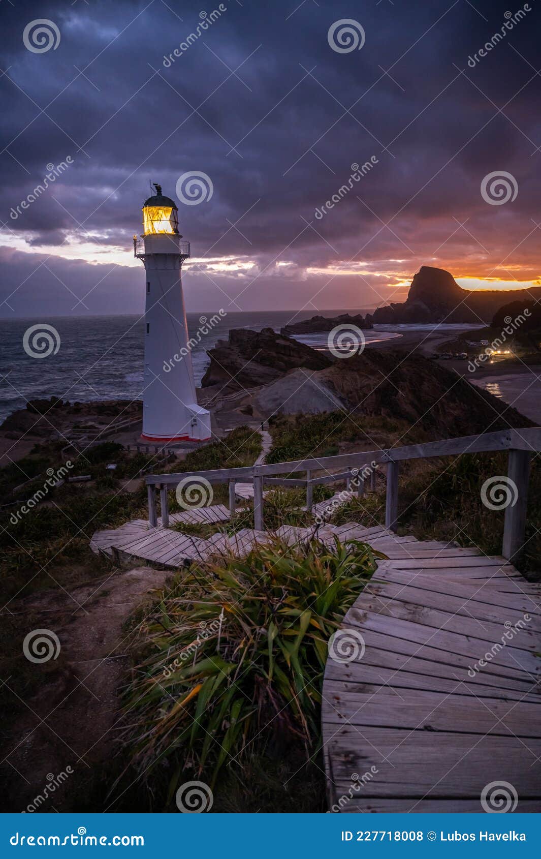 Castle Point Lighthouse during Sunset Stock Photo - Image of light ...